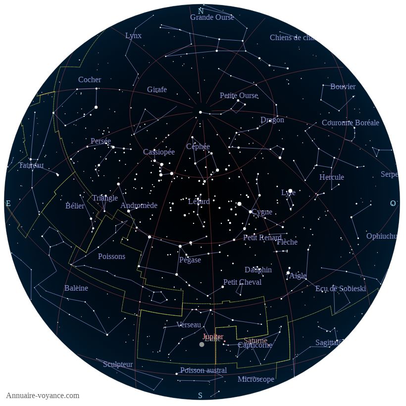 Carte du ciel du 5 novembre 2021 carte des étoiles du 05 11 2021