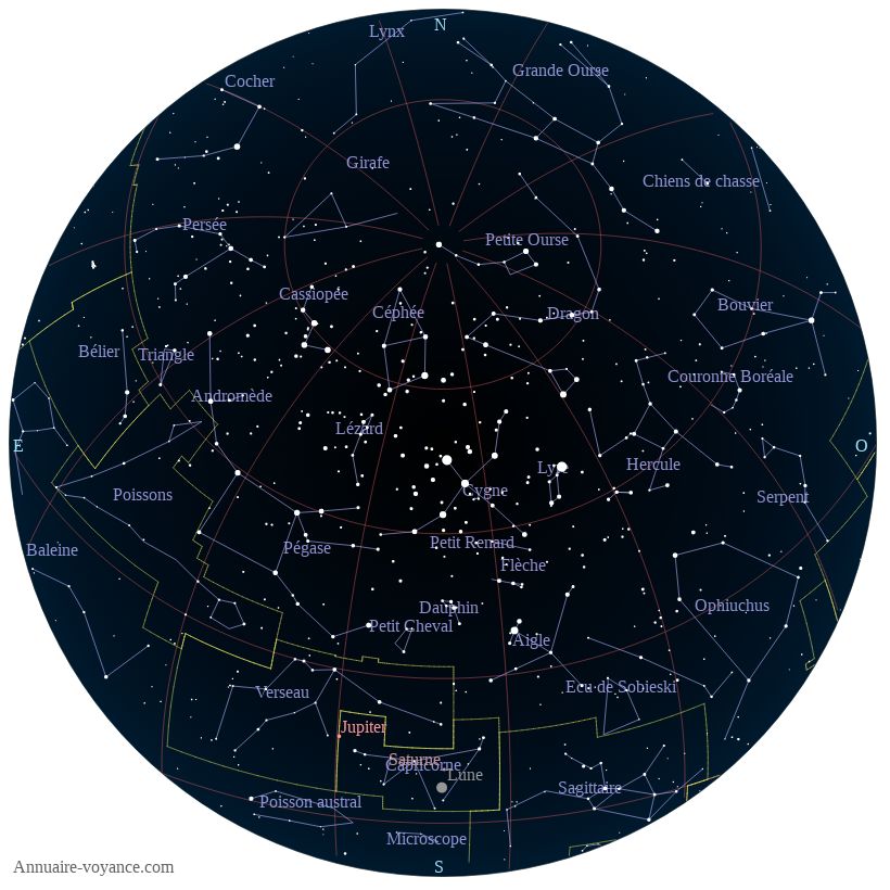Carte du ciel du 8 novembre 2021 carte des étoiles du 8 11 2021