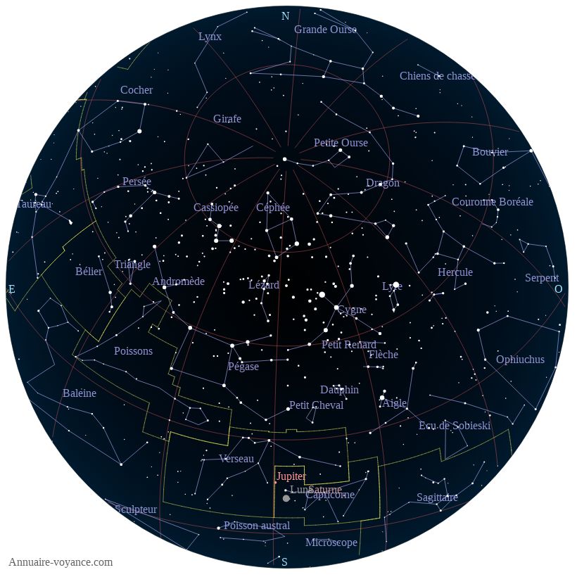Carte du ciel du 14 septembre 2021 carte des étoiles du 14 9 2021