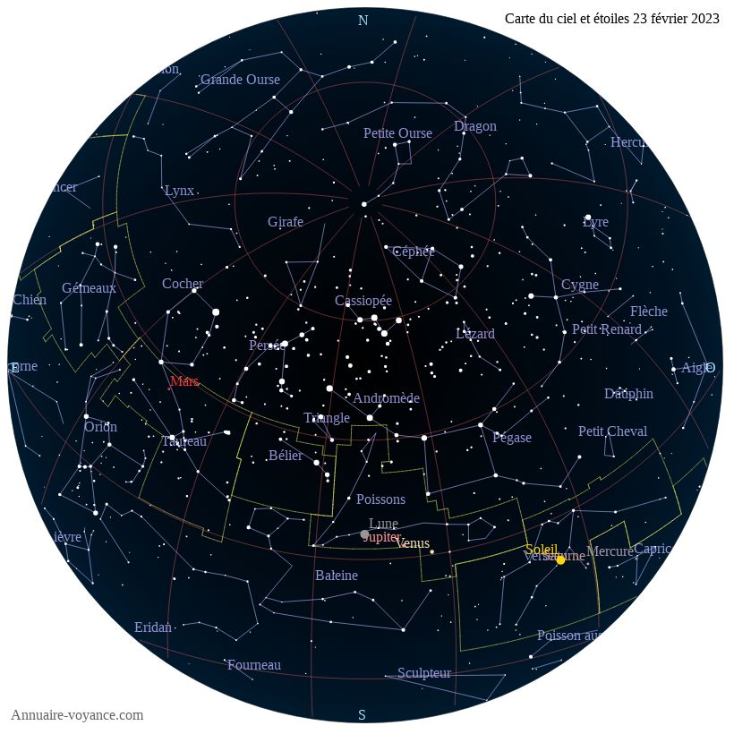 Carte du ciel et carte des étoiles ce soir gratuite