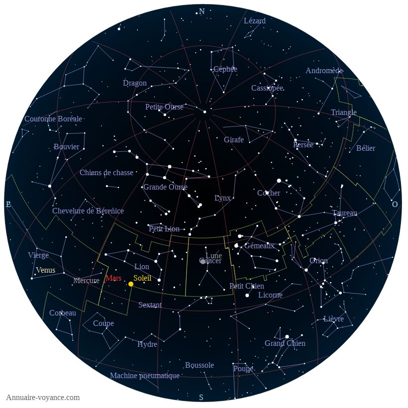 Carte du ciel du 17 octobre 2021 carte des étoiles du 17 10 2021