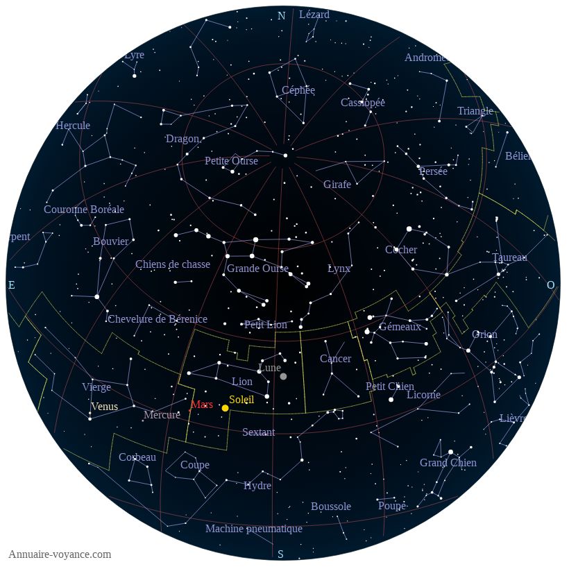 Carte du ciel du 12 septembre 2021 carte des étoiles du 12 9 2021