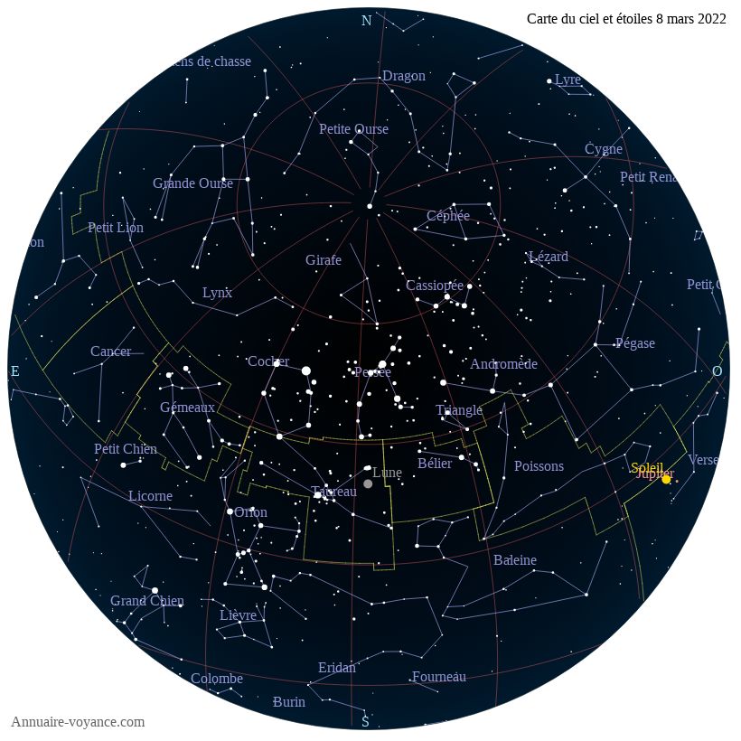 Carte du ciel et carte des étoiles ce soir gratuite